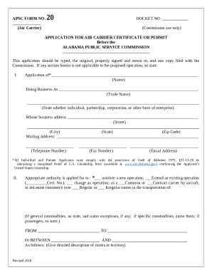 application for air carrier certificate or permit - psc alabama Doc Template | pdfFiller