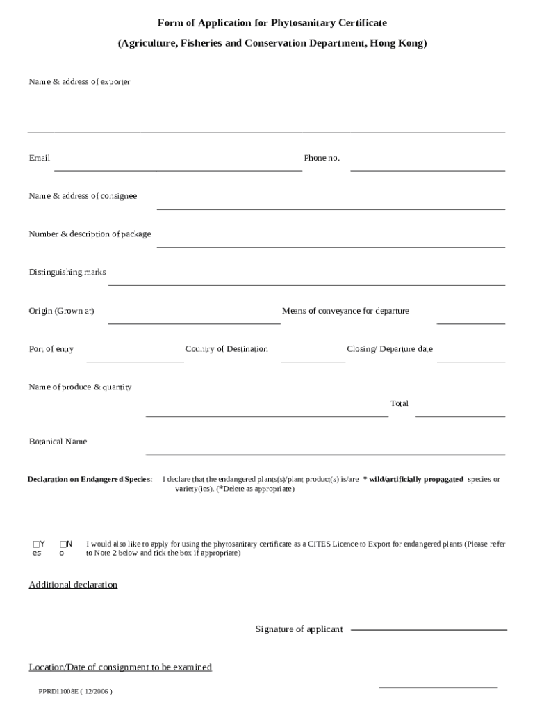 of Application for Phytosanitary Certificate (AFD) Doc Template | pdfFiller