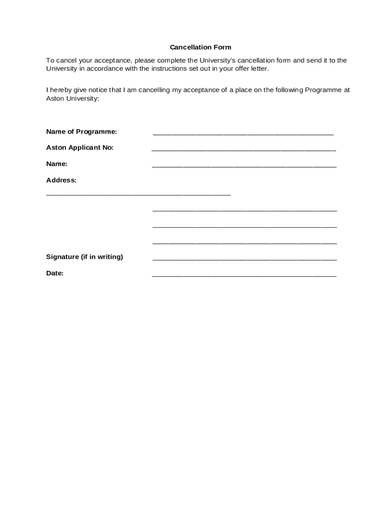 proa cancellation Doc Template | pdfFiller