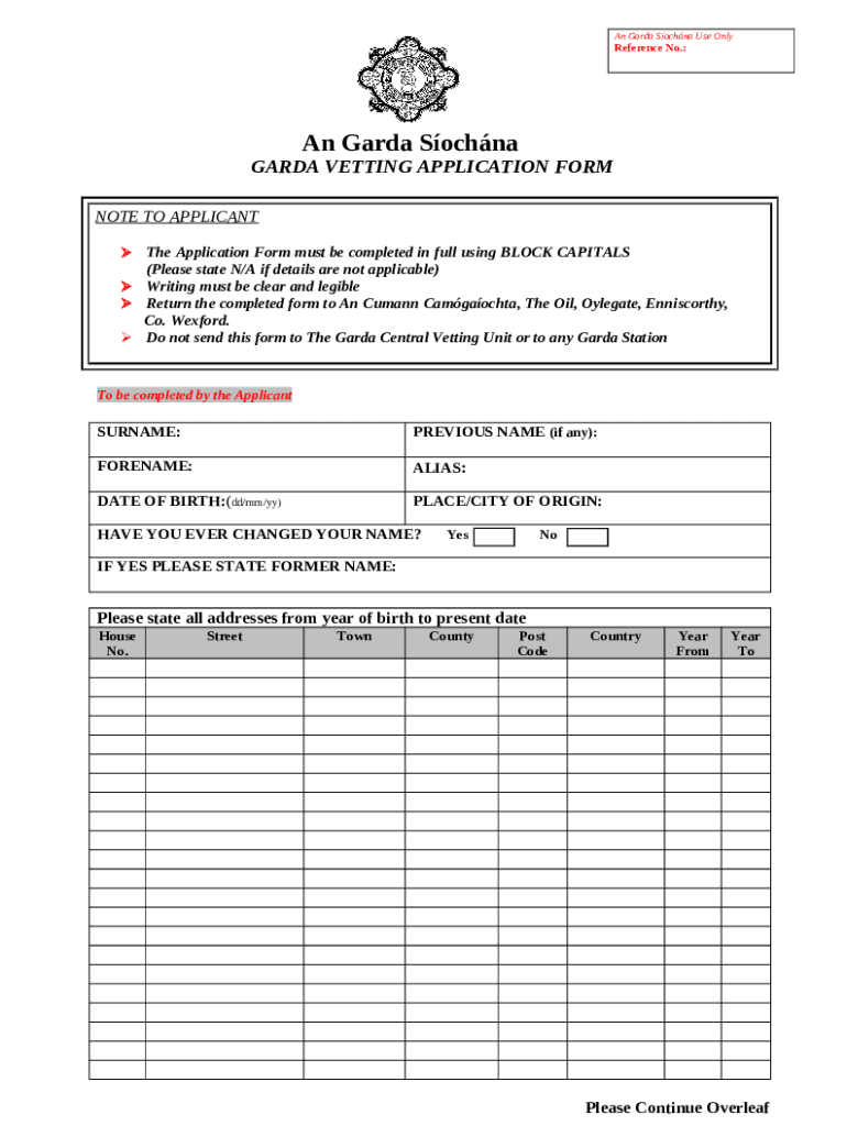 Garda Vetting Application & Identification Verification Doc Template ...