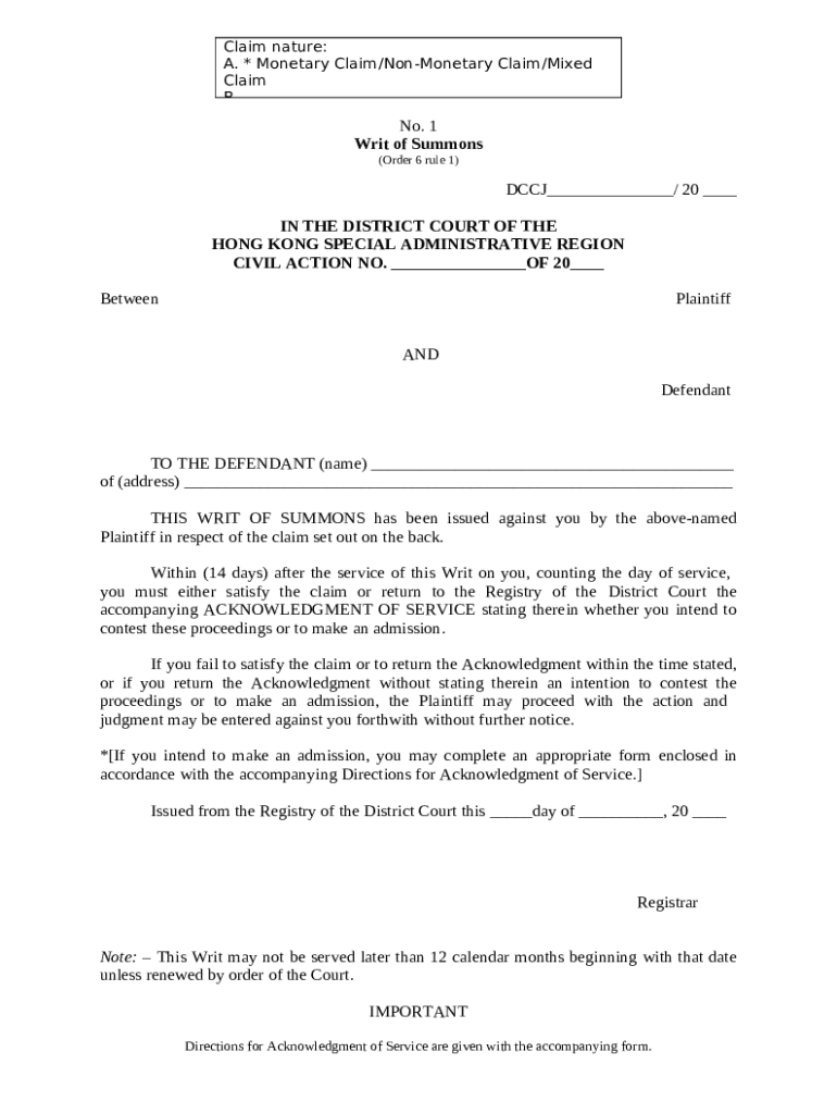 Sample of affirmation/affidavit for service of Writ or ... Doc Template ...