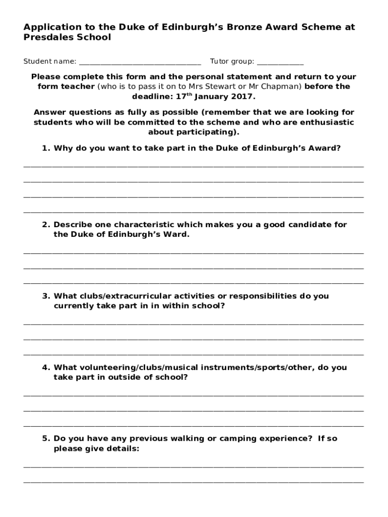 Application--for-the-Bronze-award-Duke-of-Edinburgh. ... Doc Template ...