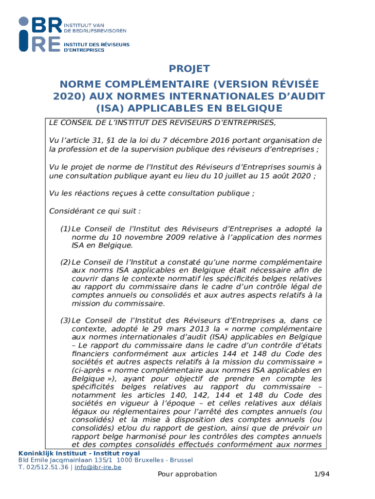 Projet de Norme internationale d'audit applicable aux ... Doc Template | pdfFiller