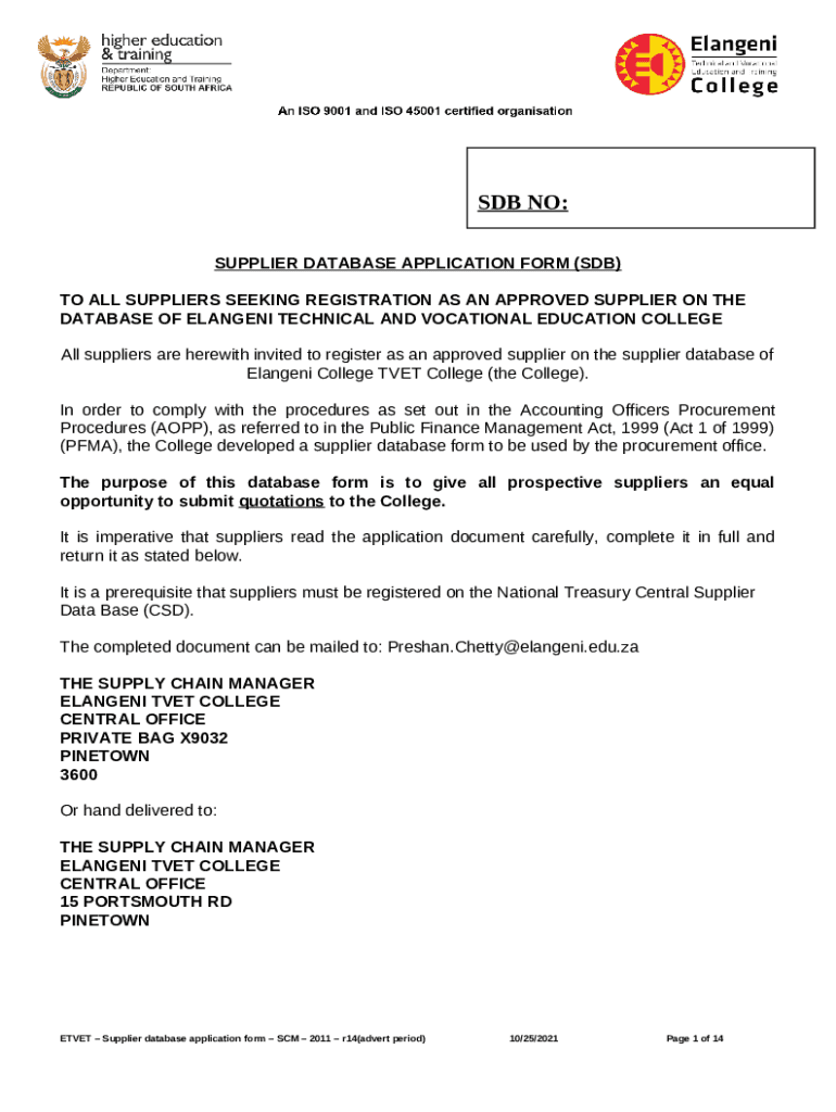 Supplier Database Application Sdb Doc Template Pdffiller