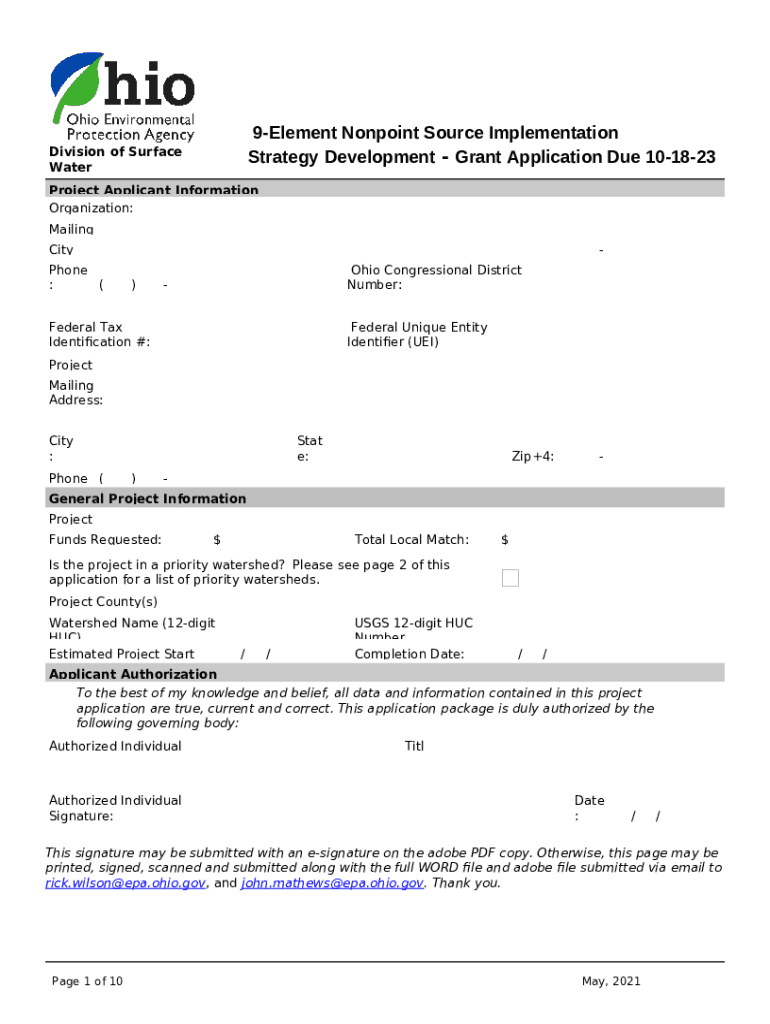 319 Grants and Other Non-Point Source Grants - Ohio EPA - epa ohio Doc Template | pdfFiller