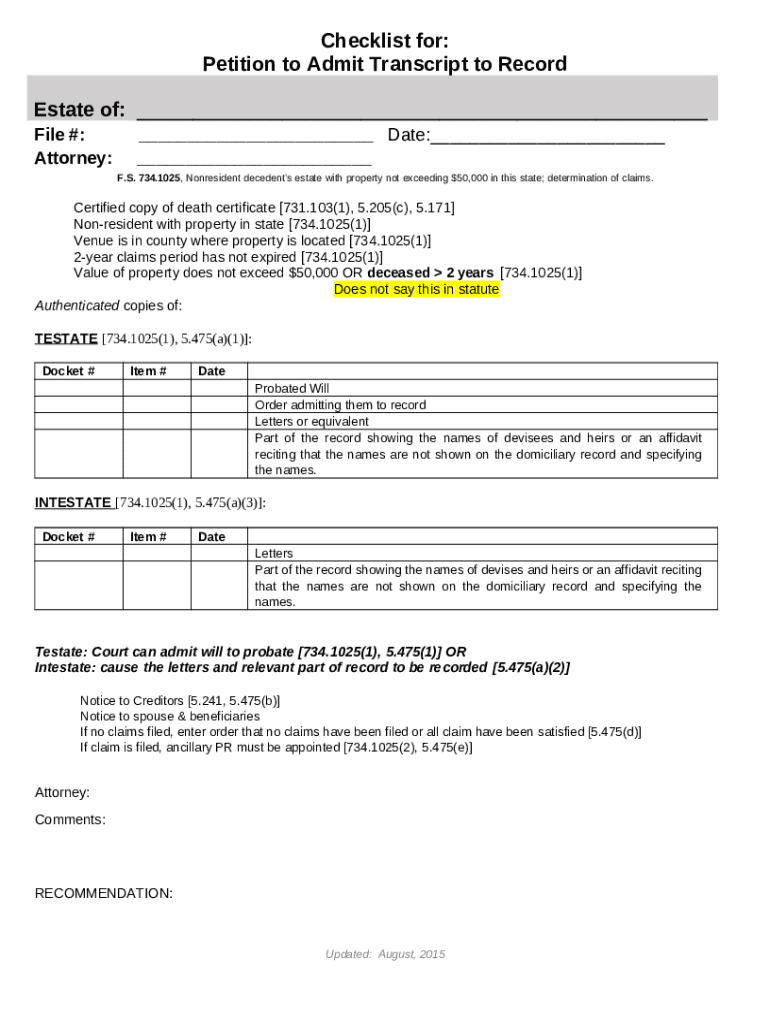 Application for Probate of Will as Muniment of Title Doc Template ...