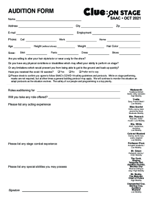 Fillable Online Clue Audition Form.ai Fax Email Print - pdfFiller