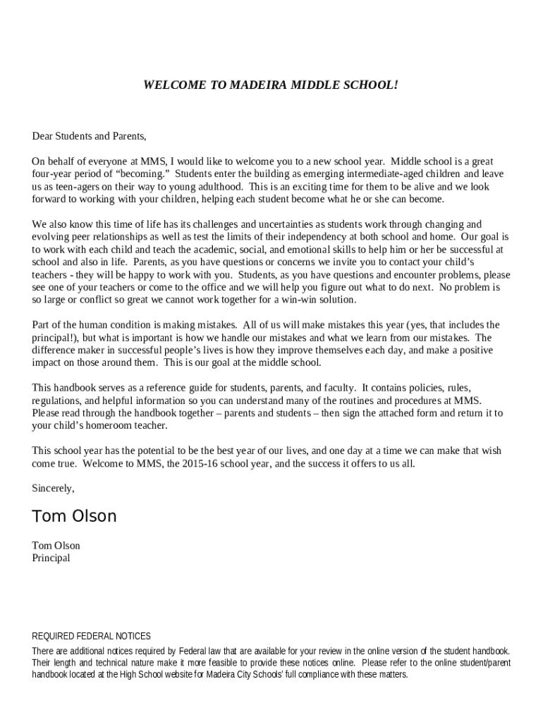 Home - Madeira Middle School Doc Template | pdfFiller