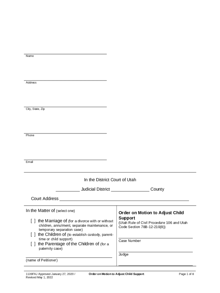 Order on Motion to Adjust Child Support. Order on Motion to Adjust ...