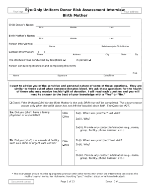 ROBIConfidential Donor Medical History andDONOR ID Doc Template | pdfFiller