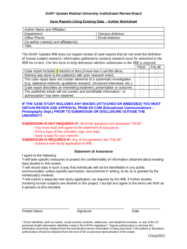 SUNY Upstate Medical University Institutional Review Board Doc Template | pdfFiller