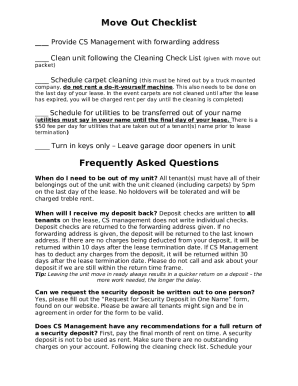 Move-Out Checklist for Rental Property Residents Doc Template | pdfFiller
