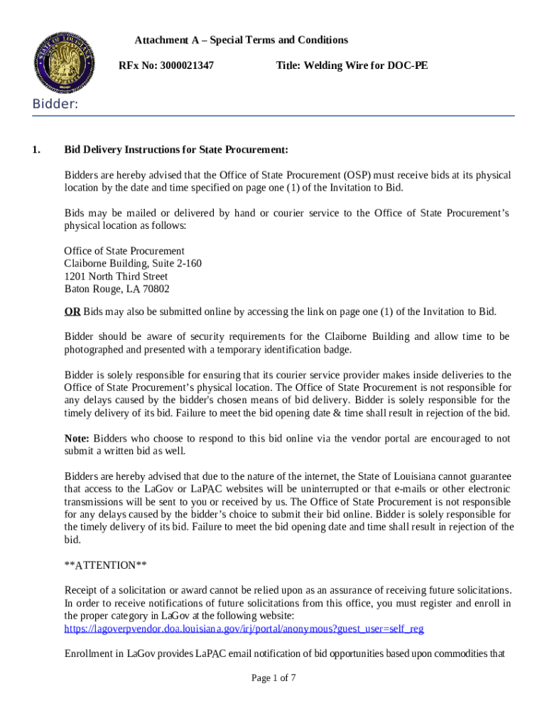 Supplies and Services (Procurement) Bidding Procedure Doc Template | pdfFiller