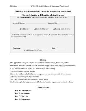 Western Carolina University - IRB s and Templates Doc Template | pdfFiller