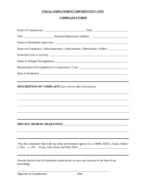 EO/EEO-032 Discrimination/Harassment Complaint Doc Template | pdfFiller