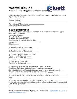 Waste Haulers Supplemental Application Doc Template | pdfFiller