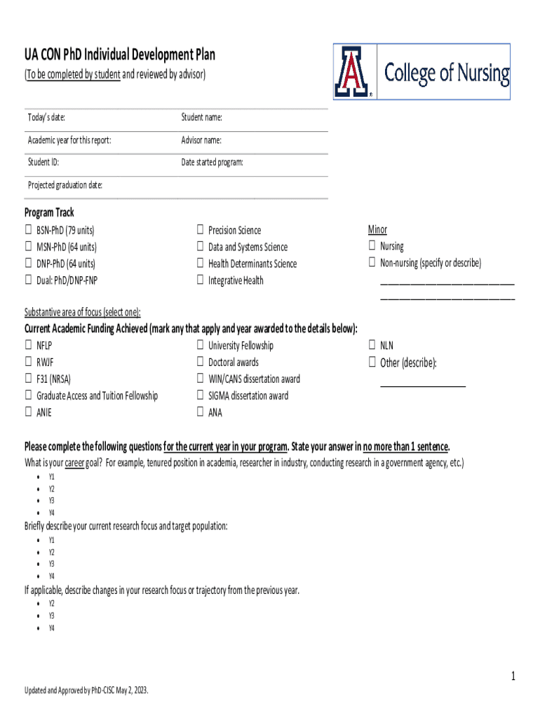 Fillable Online PhD Student Individual Development Plans and Mentoring ... Fax Email Print ...