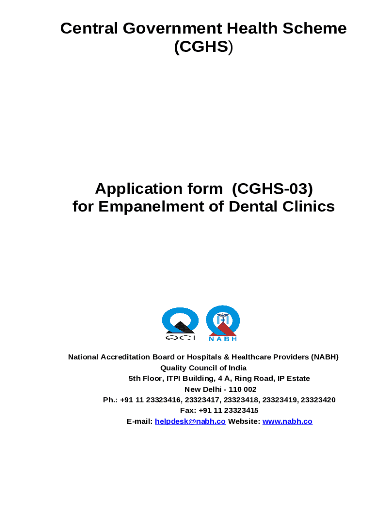 Application (CGHS-03) for Empanelment of Dental ... Doc Template ...