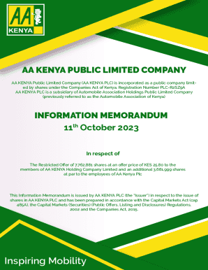 Fillable Online AA Kenya Restricted Public Offer Prospectus FINAL 2 Fax ...