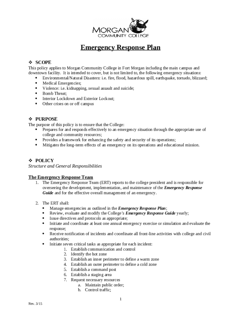 Online Emergency Response Plan - Morgan Community ... Doc Template ...