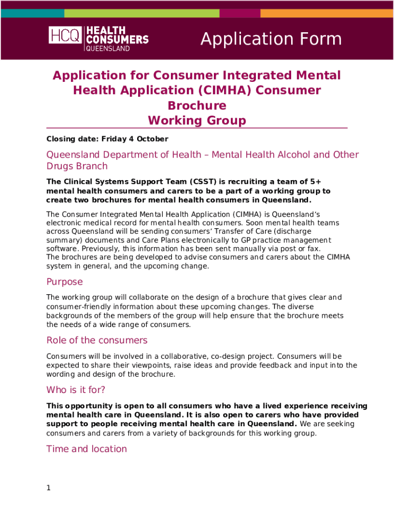 Consumer Integrated Mental Health Application (CIMHA) ... Doc Template ...