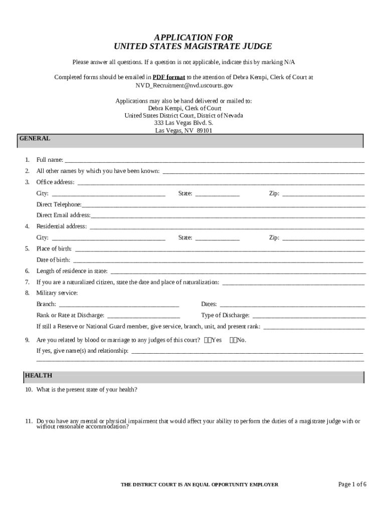 Judicial Office Applications and Instructions Doc Template | pdfFiller