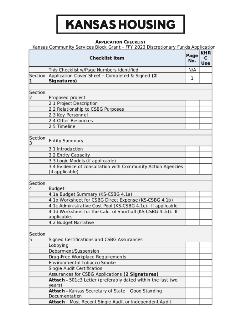 Application Checklist for Community Facilities & Services, ... Doc Template | pdfFiller