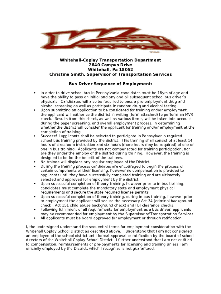 bus driver application cover sheet. ... Doc Template | pdfFiller