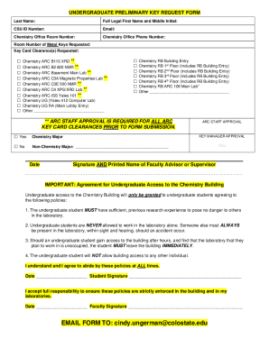 Fillable Online UNDERGRADUATE PRELIMINARY KEY REQUEST FORM Fax Email ...