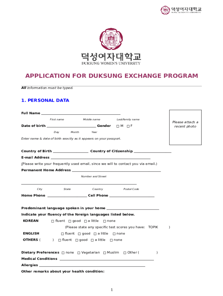 Student Exchange Program Application PDF Doc Template | pdfFiller