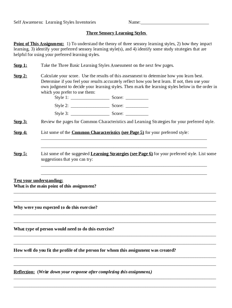 Three Sensory Learning Styles Point of This As - faculty mtsac Doc ...