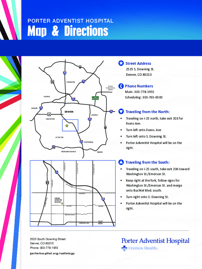 Fillable Online Porter Adventist Hospital, 2525 S Downing St, Denver ...