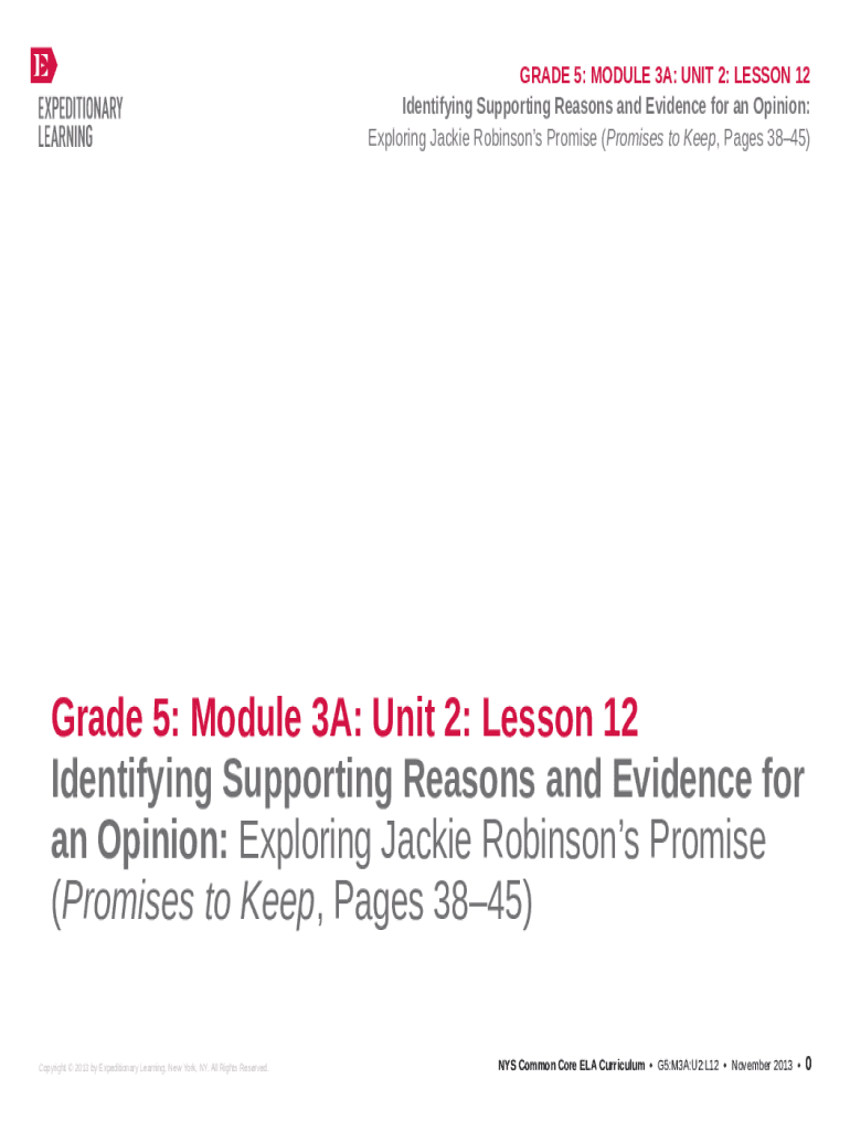 Grade 5: Module 3A: Unit 2: Lesson 12 Doc Template | pdfFiller