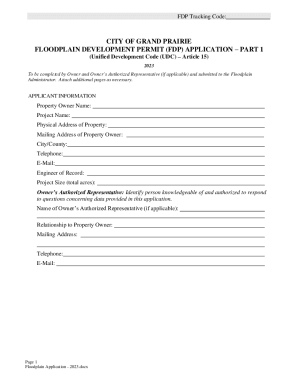 Fillable Online Floodplain Development Permit (FDP) Application - City ...