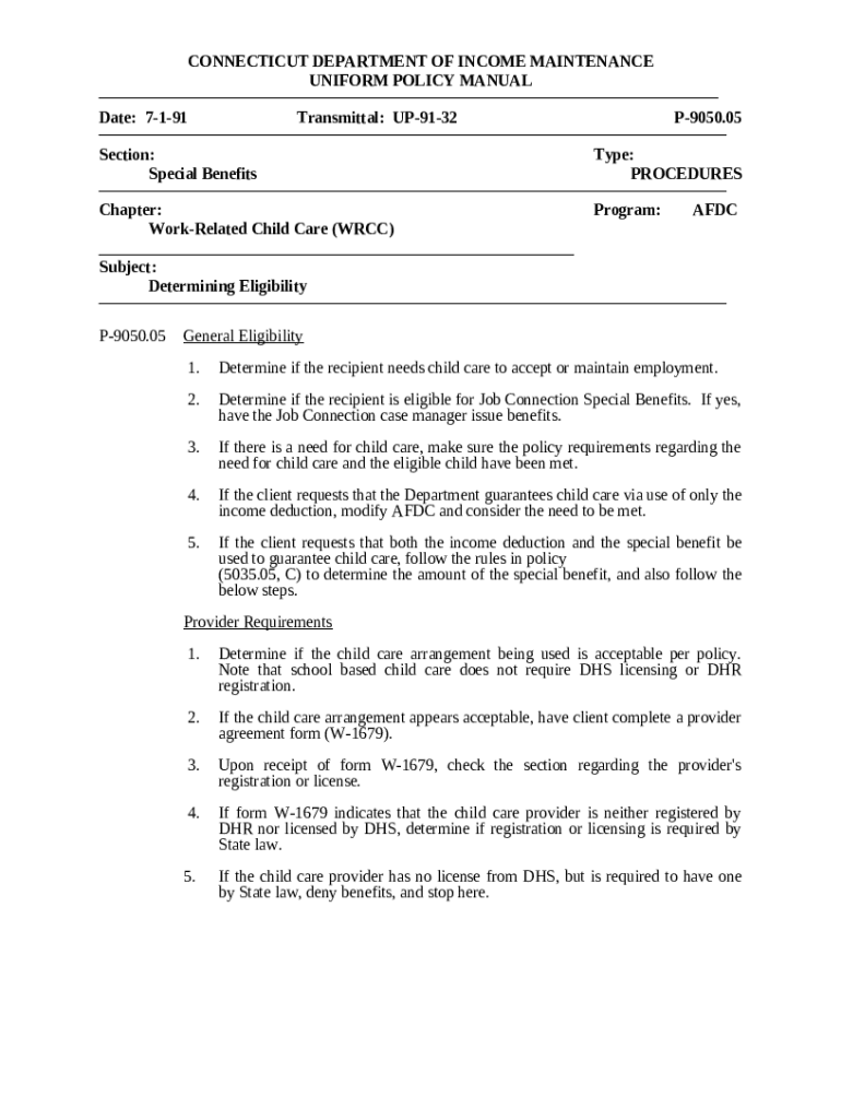 ONNECTICUT DEPARTMENT OF INCOME MAINTENANCE ;UNI POLICY MANUA ;OF ...