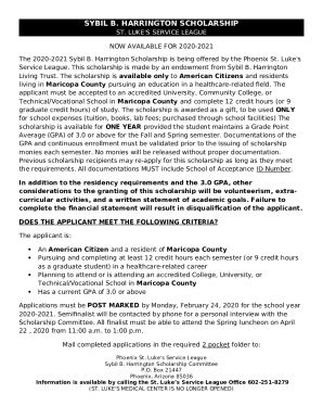 Sybil B. Harrington Scholarship St. Luke's Service League Doc Template ...