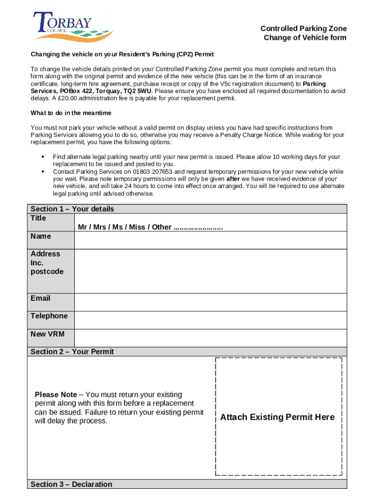 Controlled parking zone (CPZ) parking permit terms and ... Doc Template ...