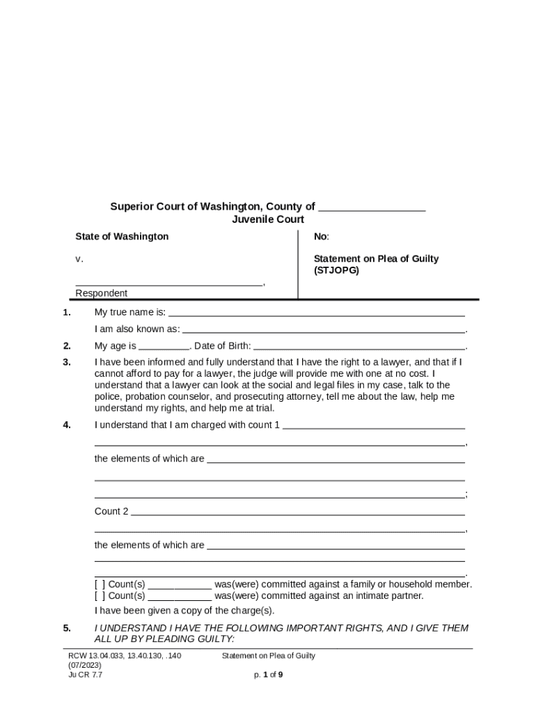 Fill and Sign the 1l4 L8 0 Washington State Courts Doc Template | pdfFiller