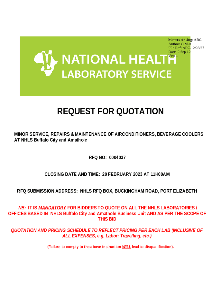 REQUEST FOR QUOTATIONS For Clean, Paint, and Minor ... Doc Template | pdfFiller