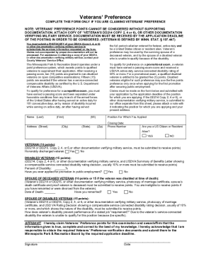 Fillable Online Veteran Preference Questionnaire (Must be completed by ...