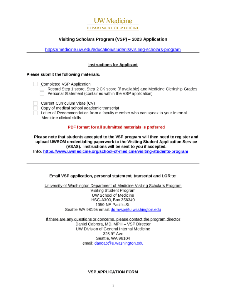 Visiting Scholars ProgramDepartment of Medicine - medicine uw Doc Template | pdfFiller