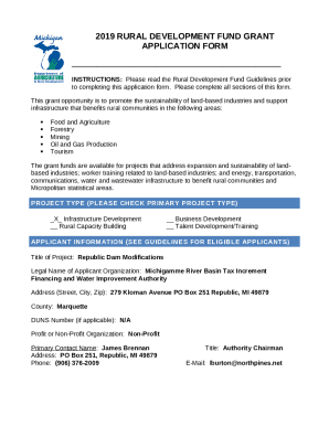 2019 rural development fund grant application Doc Template | pdfFiller