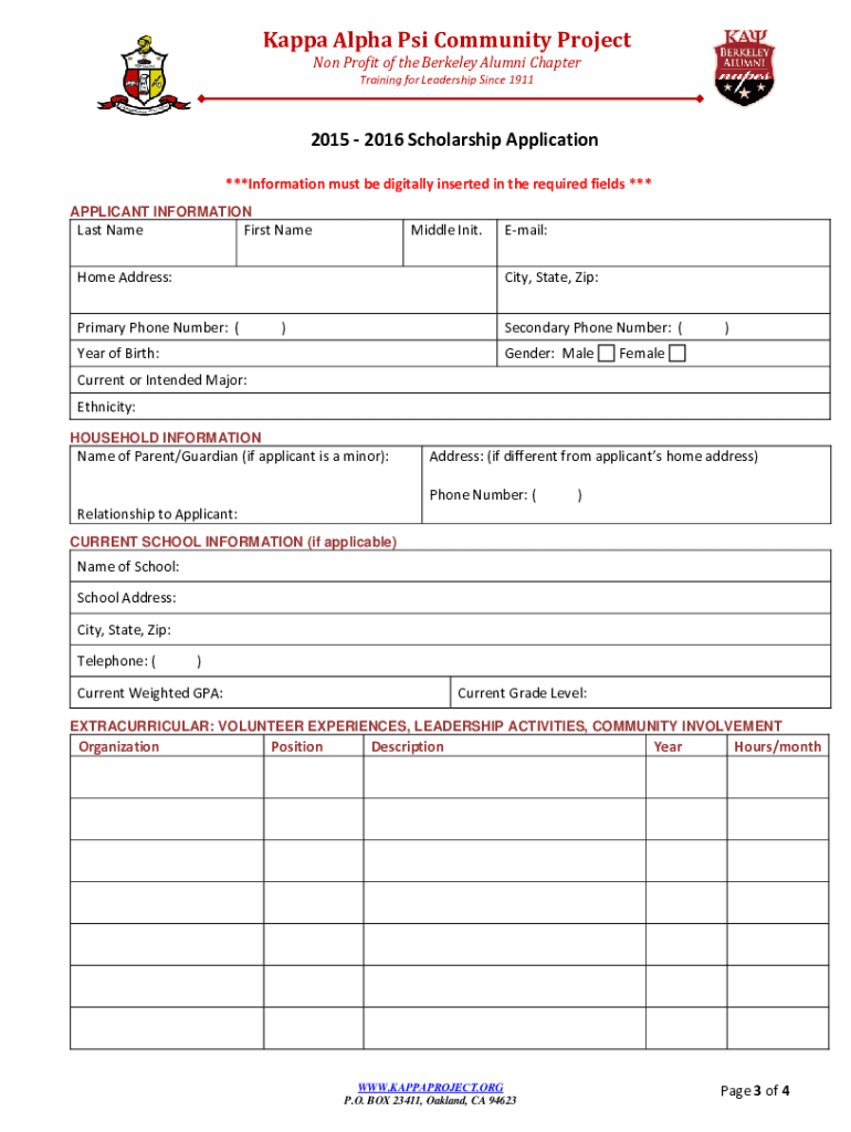 Fillable Online Berkeley Alumni Chapter of Kappa Alpha Psi Fraternity Inc Fax Email Print ...