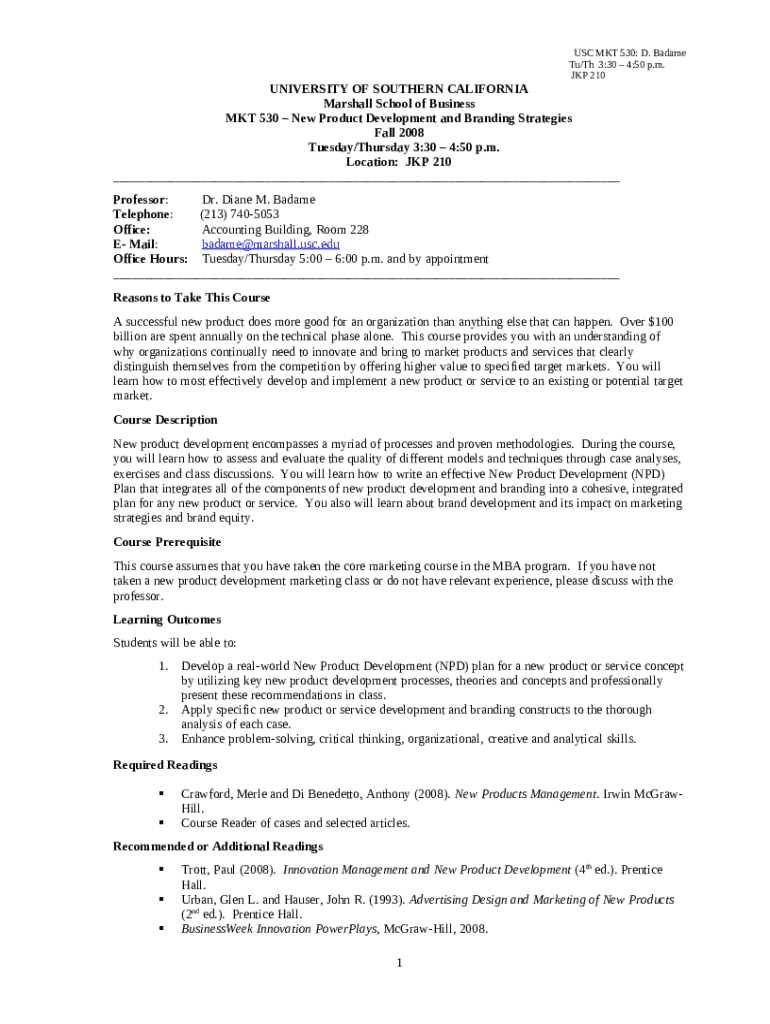 MKT 530 - New Product Development and Branding Strategies - web-app usc ...