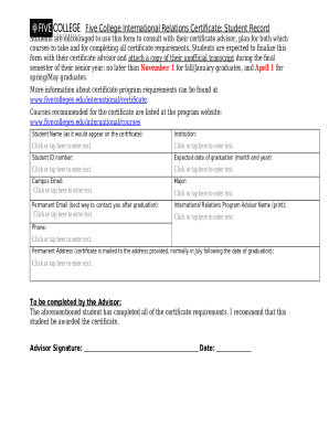 Five College International Relations Certificate: Student ... Doc ...