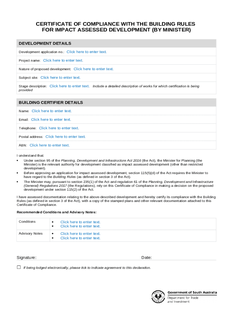 - Certificate of Compliance with the Building Rules for impact assessed ...