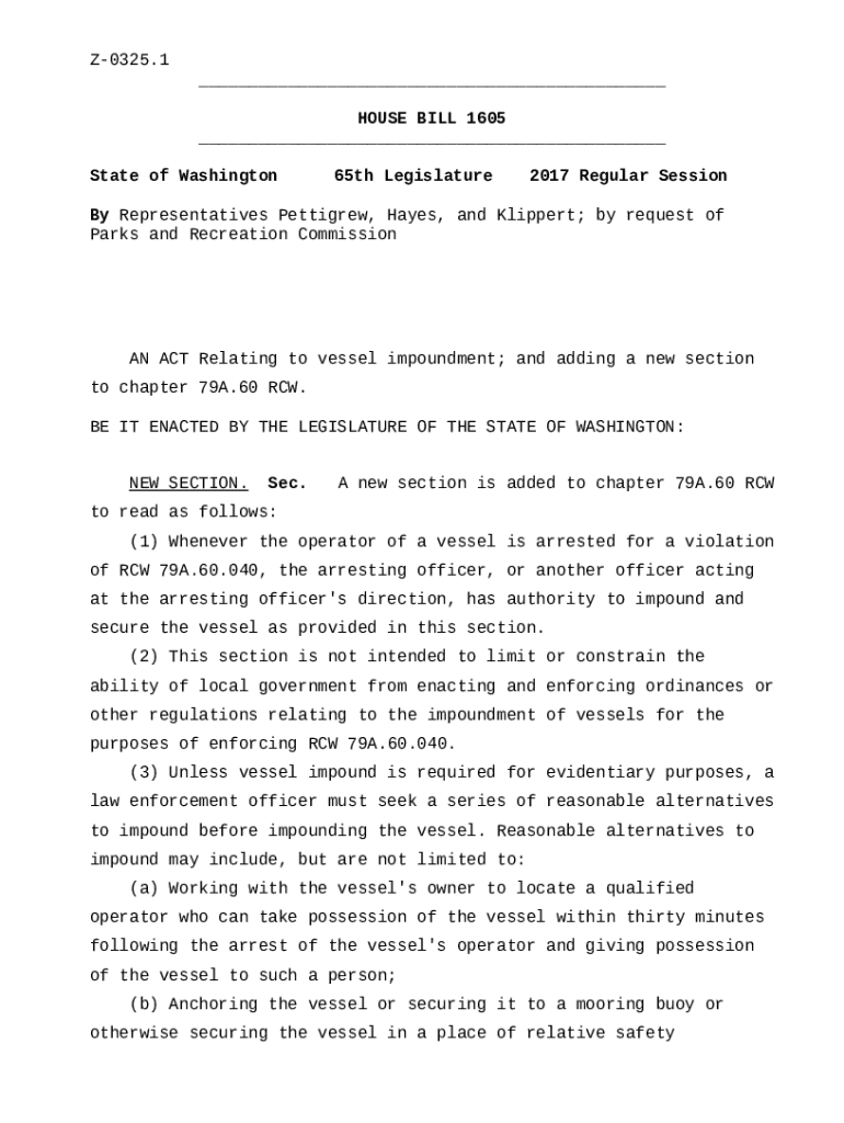 HB 1605 - Washington State Legislature Doc Template | pdfFiller