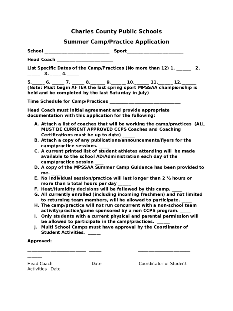 Summer-Camp-Practice-Application-1. ... Doc Template | pdfFiller