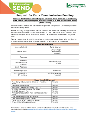 Request for Early Years Inclusion Funding - resources leicestershire ...