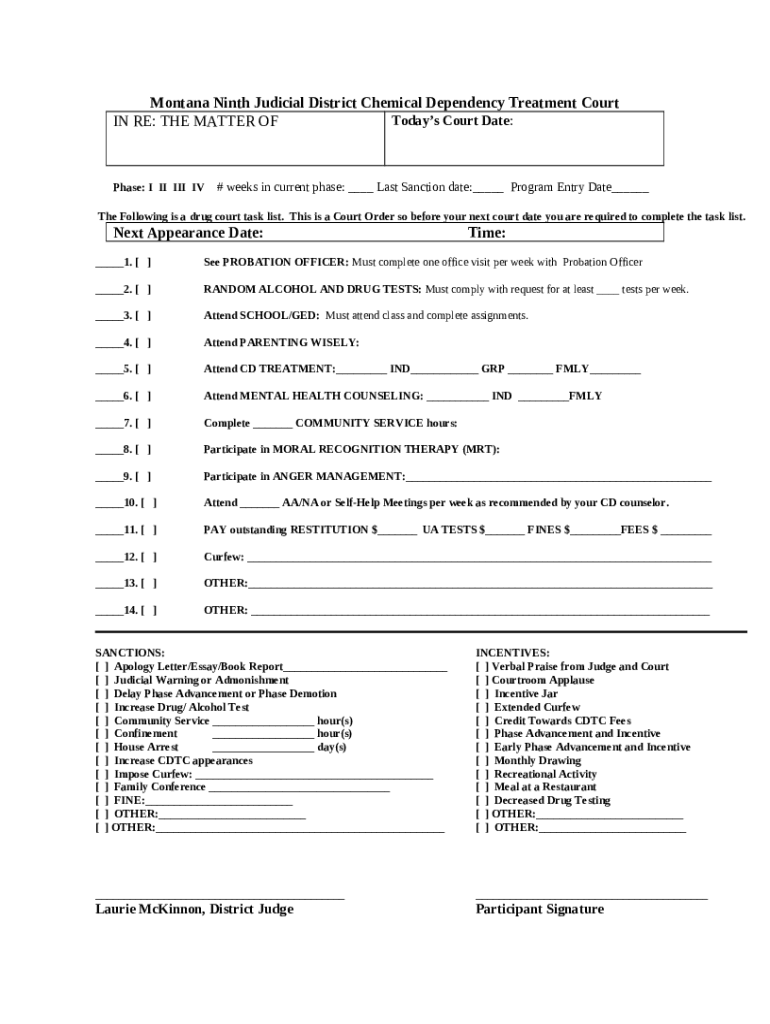 Montana 9th Judicial District Drug Court Implementation Project - courts mt Doc Template | pdfFiller